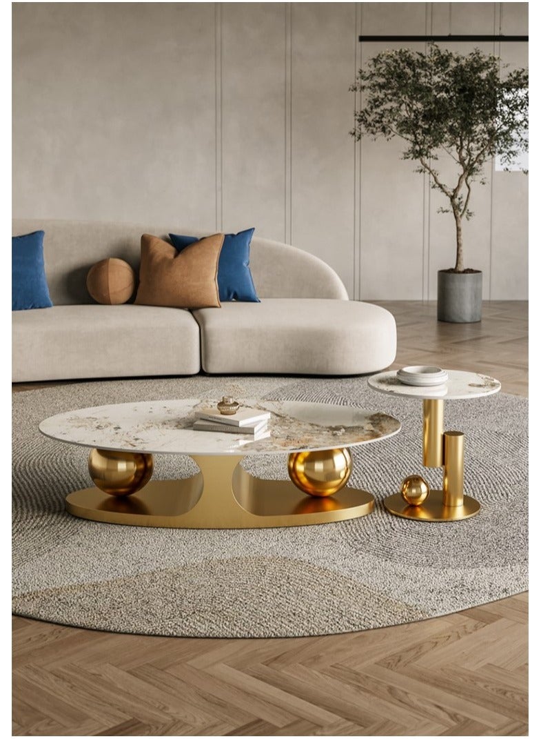 AWD Sumptuous Round Oval Marble-Patterned Center Tables with Polished ...