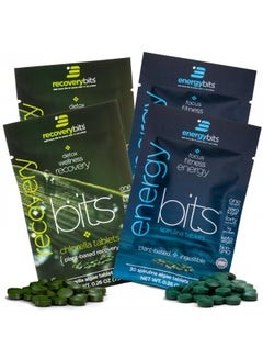 ENERGYBITS ENERGYbits RECOVERYbits Spirulina Tablet Chlorella Tablets, Large Combo Sample Pack ...