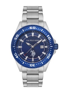 U.S. Polo Assn. USPA Analog Watch For Men With Blue Dial And Silver ...
