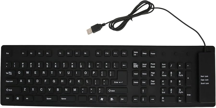 Generic Foldable Silicone Keyboard 109 Keys USB Wired Flexible Quiet ...