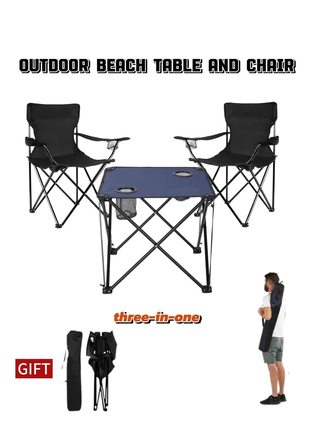 Generic Grade Foldable Outdoor Camping Set (2 Chairs + 1 Table w/Cup ...