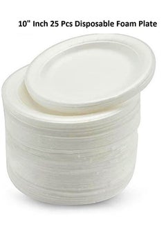 Lavish Pack of 25 Disposable White Foam Plates Size 10 Inch UAE | Dubai ...