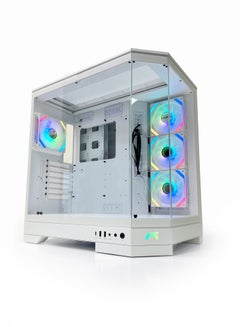 Tortox Tortox Prism Triple Glass Panel ATX/M-ATX Gaming PC Case with 7 ...