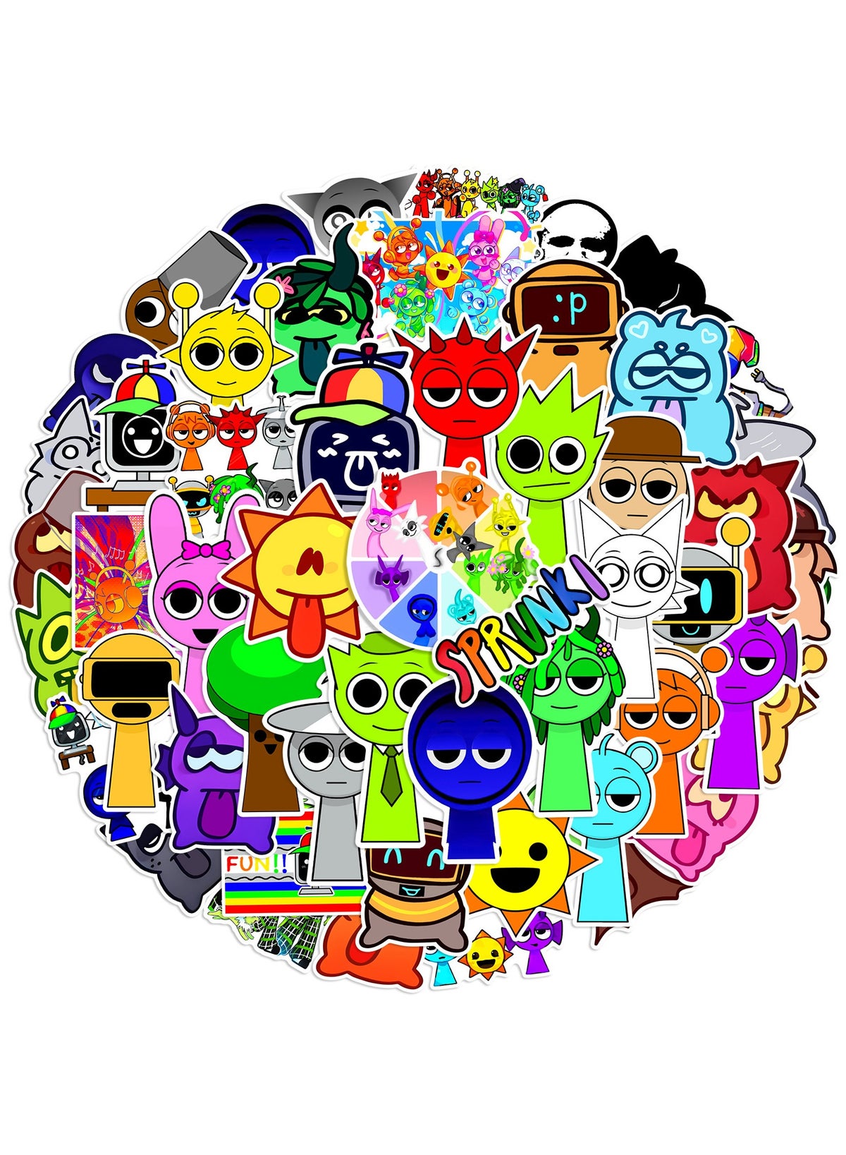 Generic 50-Piece sprunki Cute Vinyl Decals Waterproof Stickers for Kids ...