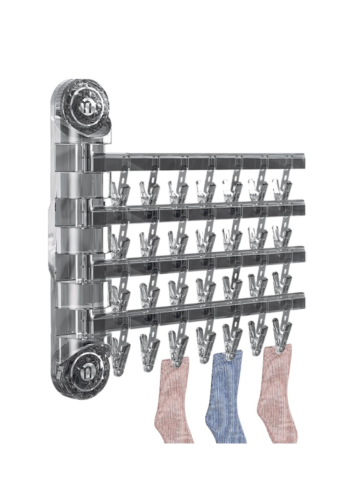 SYOSI Wall Mount Sock Drying Rack, Space-Saving Sock Drying Rack Sock ...