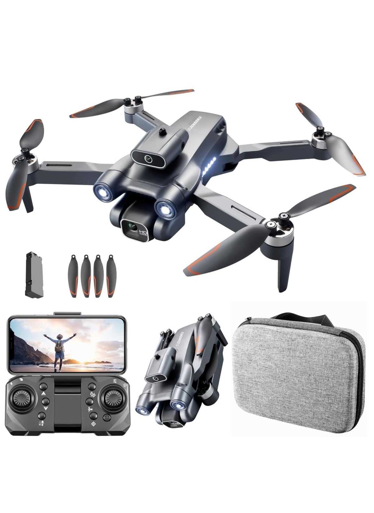 JAJEEK P12 Pro Foldable Drone with 4K Ultra HD & 1080P Dual Camera ...