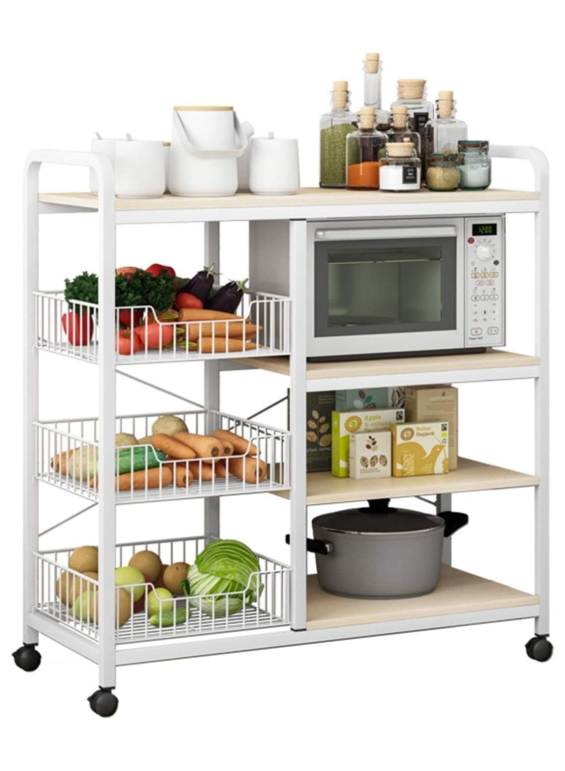 DubaiGallery Rolling Kitchen Rack Microwave Oven Stand Utility Shelf on ...