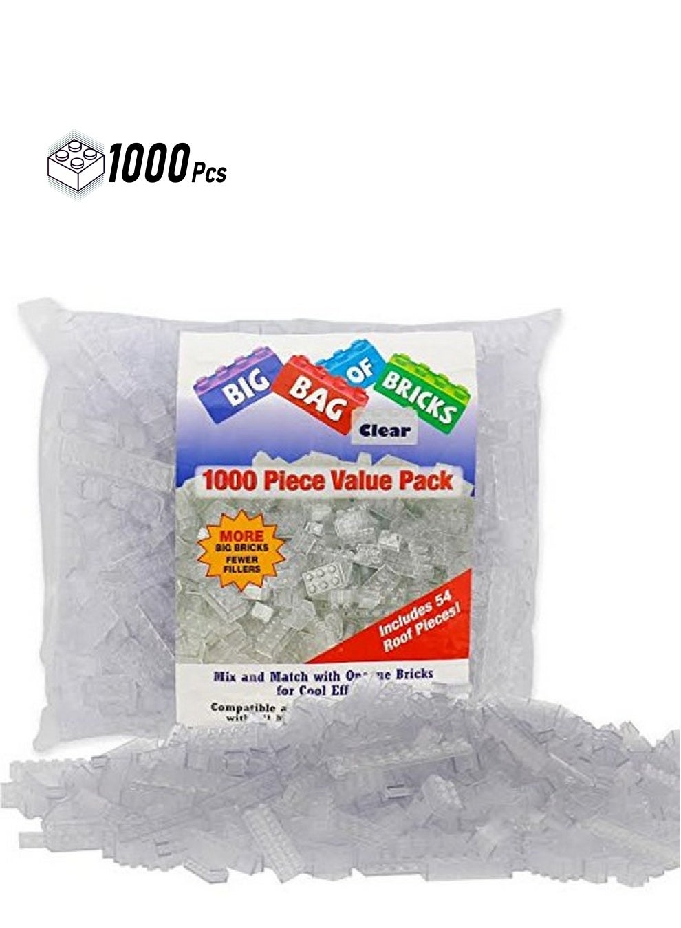 SCS Direct Building Block Bricks 1000 Pc Bulk Set Of Unique Clear Color ...