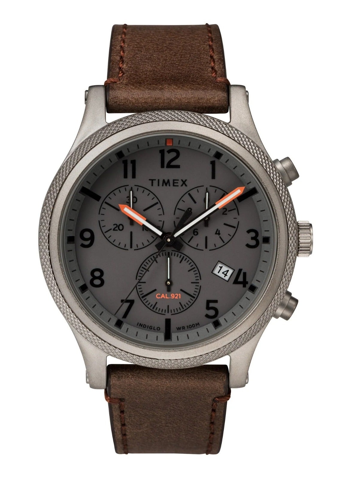TIMEX Timex Brass Multi Function Men's Watch With Brown Leather Band ...