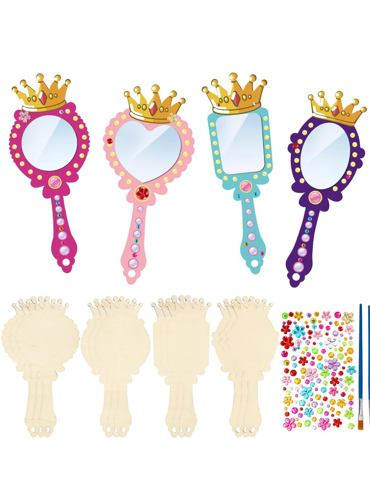 CMGTYYD 12 Pack Wooden Mirror Craft, for Girl DIY Decorate You Own ...