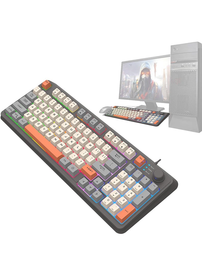 XUNFOX K82 USB Keyboard Three Color-Block Luminous Mechanical Hand Feel ...