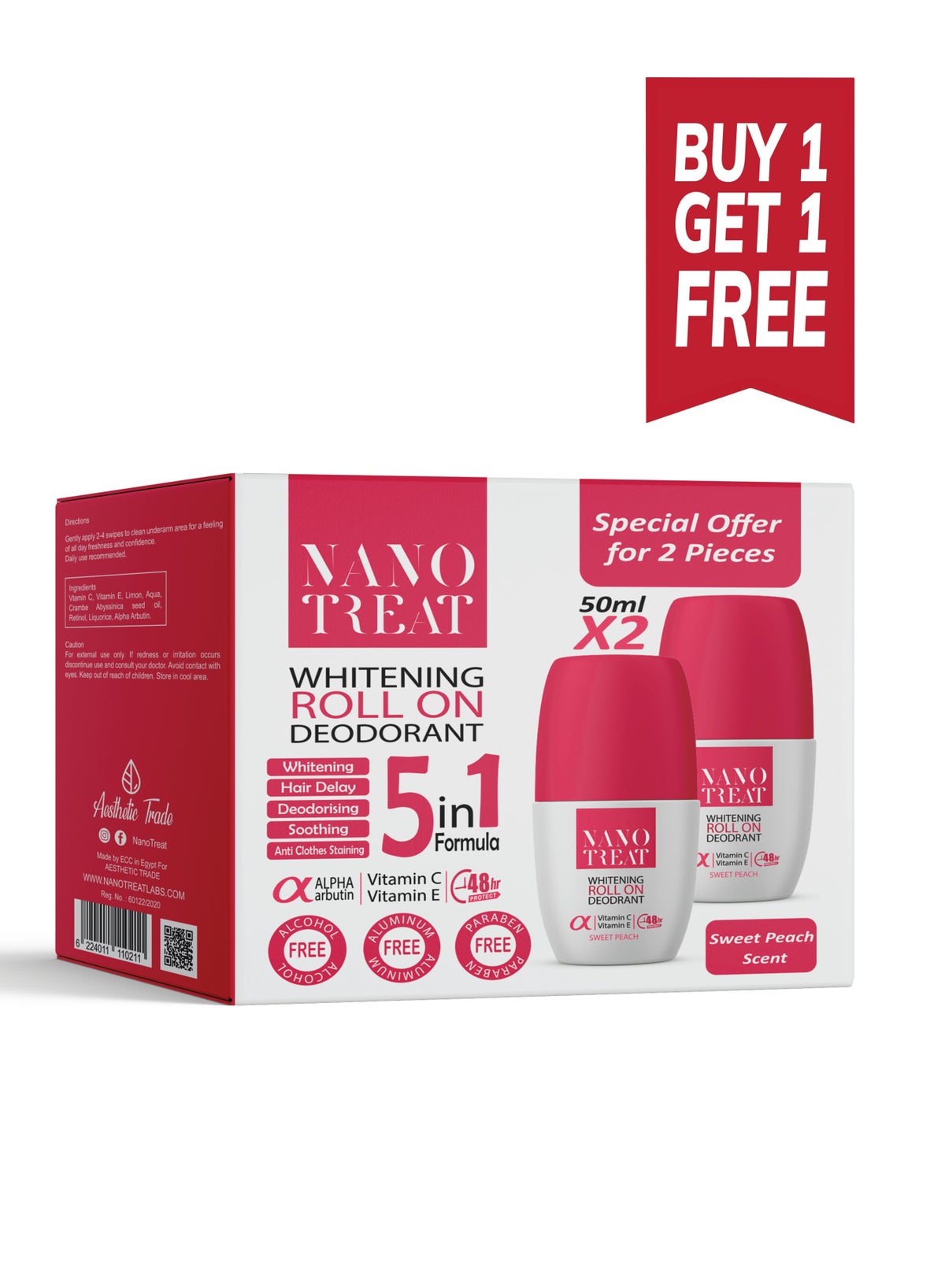 Nano Treat Deodorant 1+1 FREE ( Sweet Peach ) | Best Price Egypt | Cairo, Giza