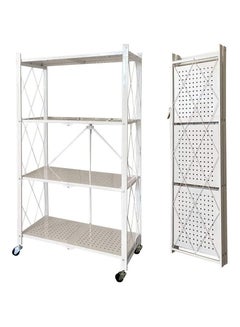 Generic 4 Tier Foldable Storage Shelf Unit with Wheels, Heavy Duty ...