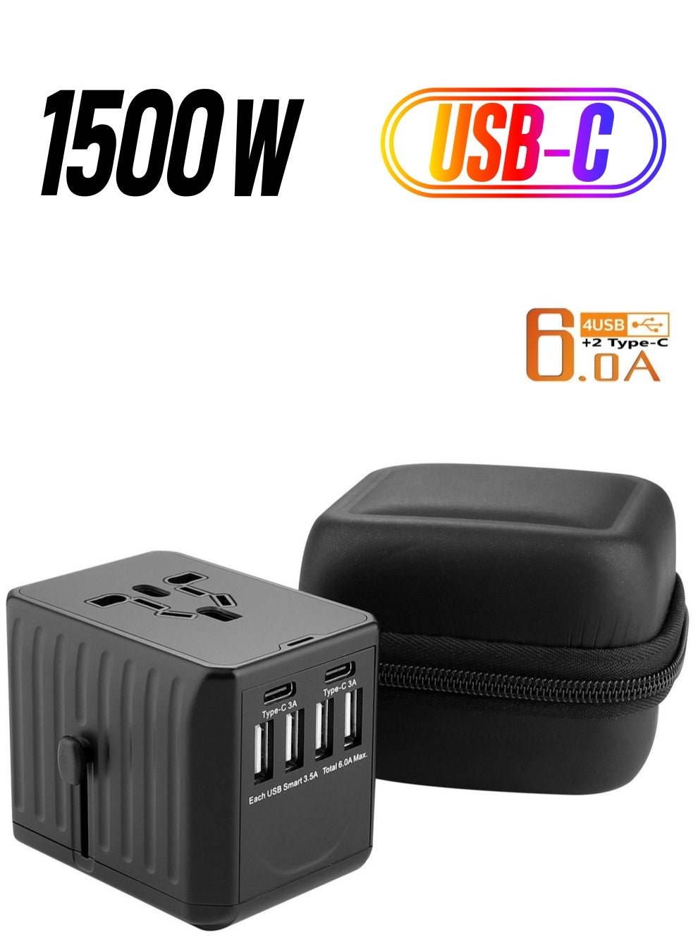 Generic Universal Travel Adapter Plug World Power with 4 USB and 2 Type ...