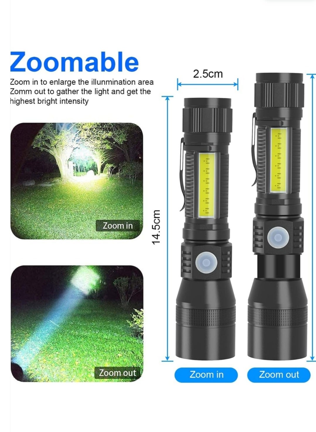 X-balsg LED flashlight with UV lens. Strong lighting with zoom feature ...