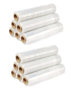 vsell24 Pack of 12 Clear Stretch Film Multi-Use, Strong Pallet Wrap, Tear Resistant, Water and ...