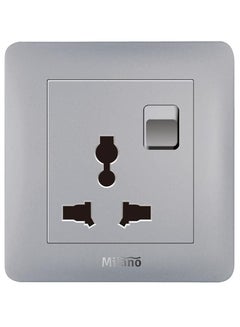 milano 16A 1 Gang Universal Socket Brushed Silver UAE | Dubai, Abu Dhabi