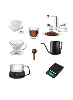 Drop V60 Drip Coffee Set,8-Piece Hand Brewing Coffee Maker Set Specialty Manual Pour Over Coffee ...