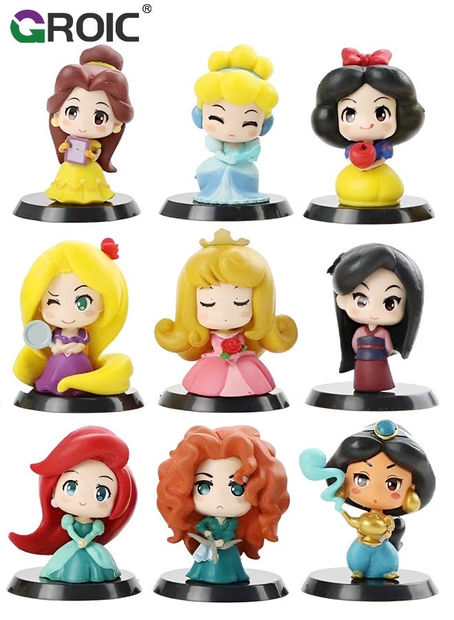 GROIC 9 Pcs Cute Princess Action Figure Set, Princess Doll Figurines ...
