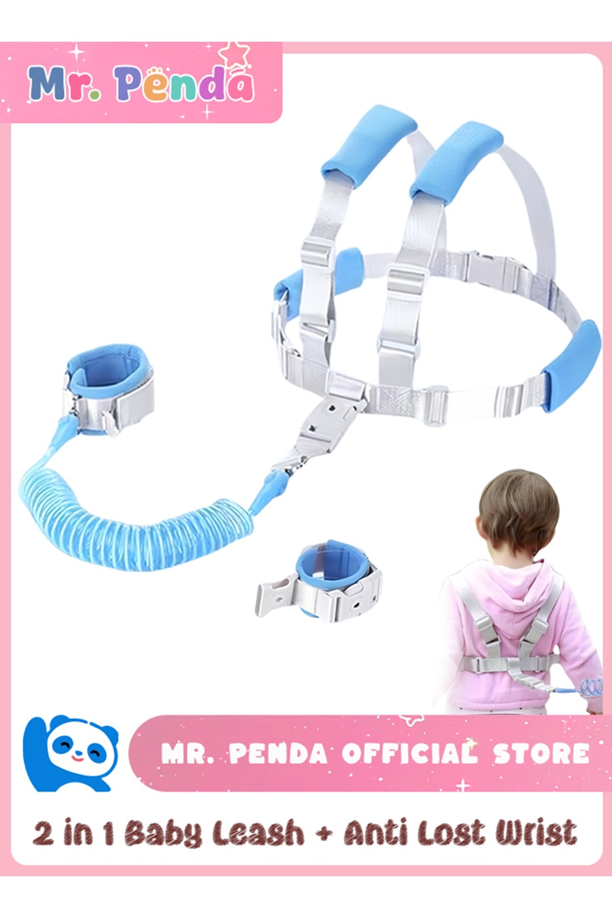 Mr. Penda Kids Anti Lost Wrist Harness Link With Safety Leash (Blue ...