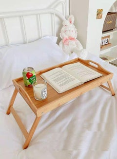 LINGWEI Bamboo Bed Tray Table Food Serving Platter Lap Tray with ...