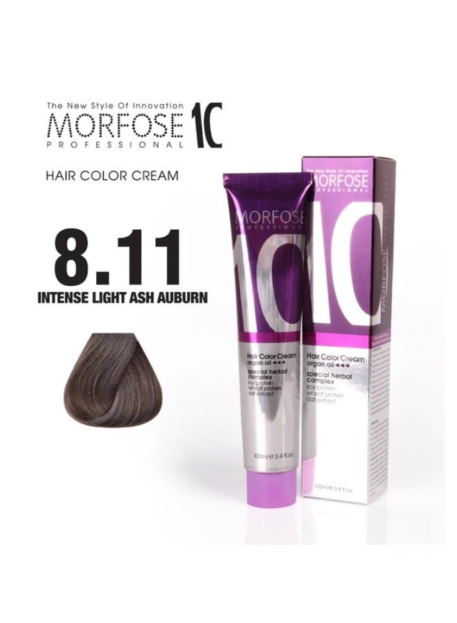 MORFOSE Morfose 10 Hair Color Cream with Argan Oil 8.11 - Intense Ash ...