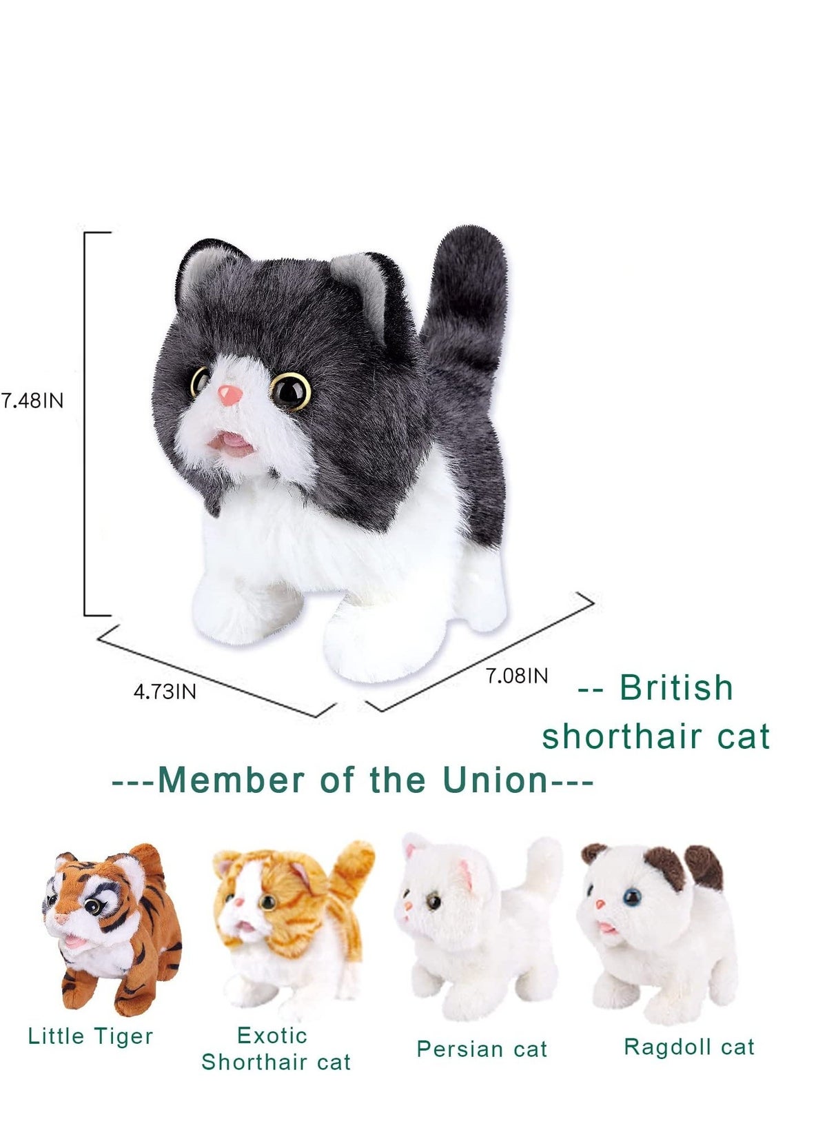 Generic Robot Electronic Cat Plush Cat Stuffed Animal Interactive Cat ...