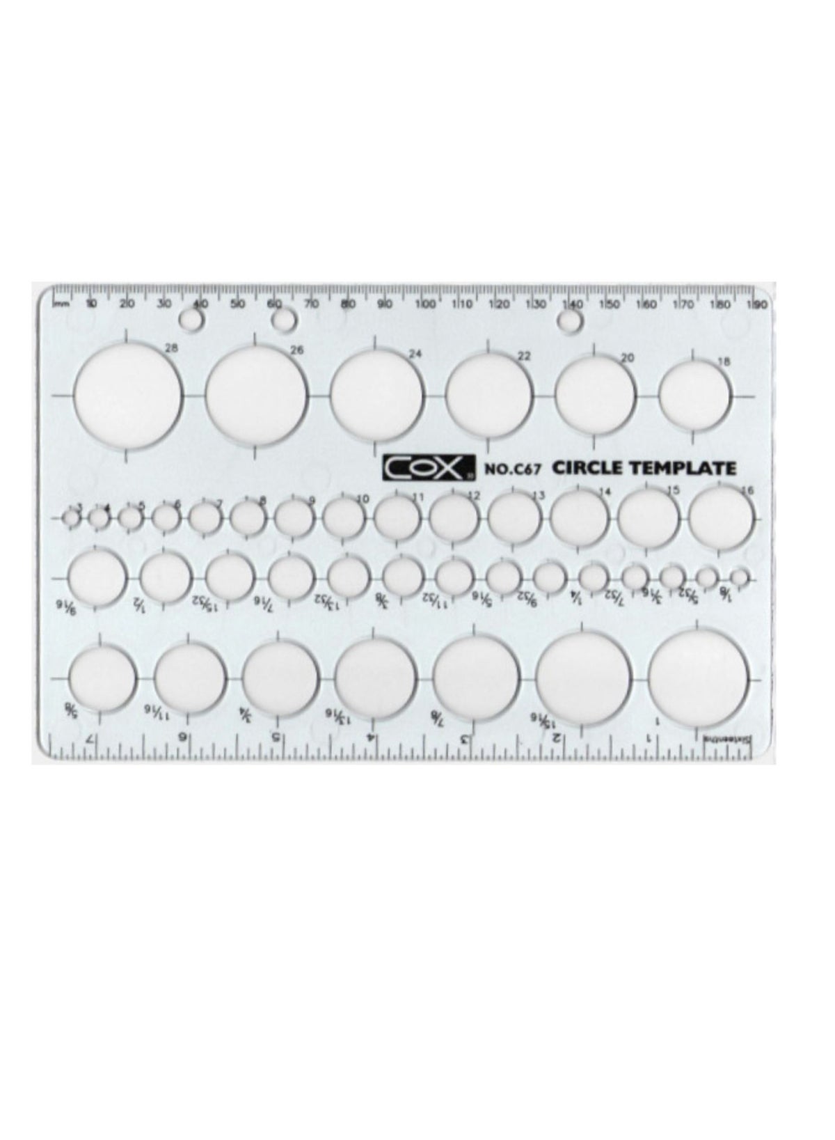 COX Circle Templates Drafting Tools Measuring Geometry Ruler Plastic ...