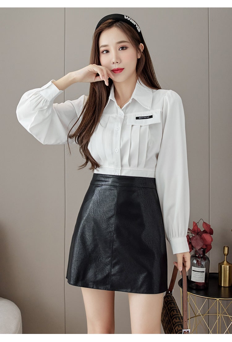 Generic 2023 New Pu Leather Skirt Women'S High Waist Slim Hip-Hugging A ...