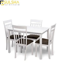 SULSHA Modern Heavy Duty Solid 4 Seater Dining Table With Poshish Chair Set White UAE | Dubai ...