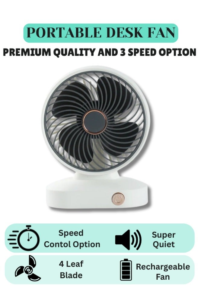 Generic AHLAN Portable Rechargeable Table/Desk Fan with USB Charging ...