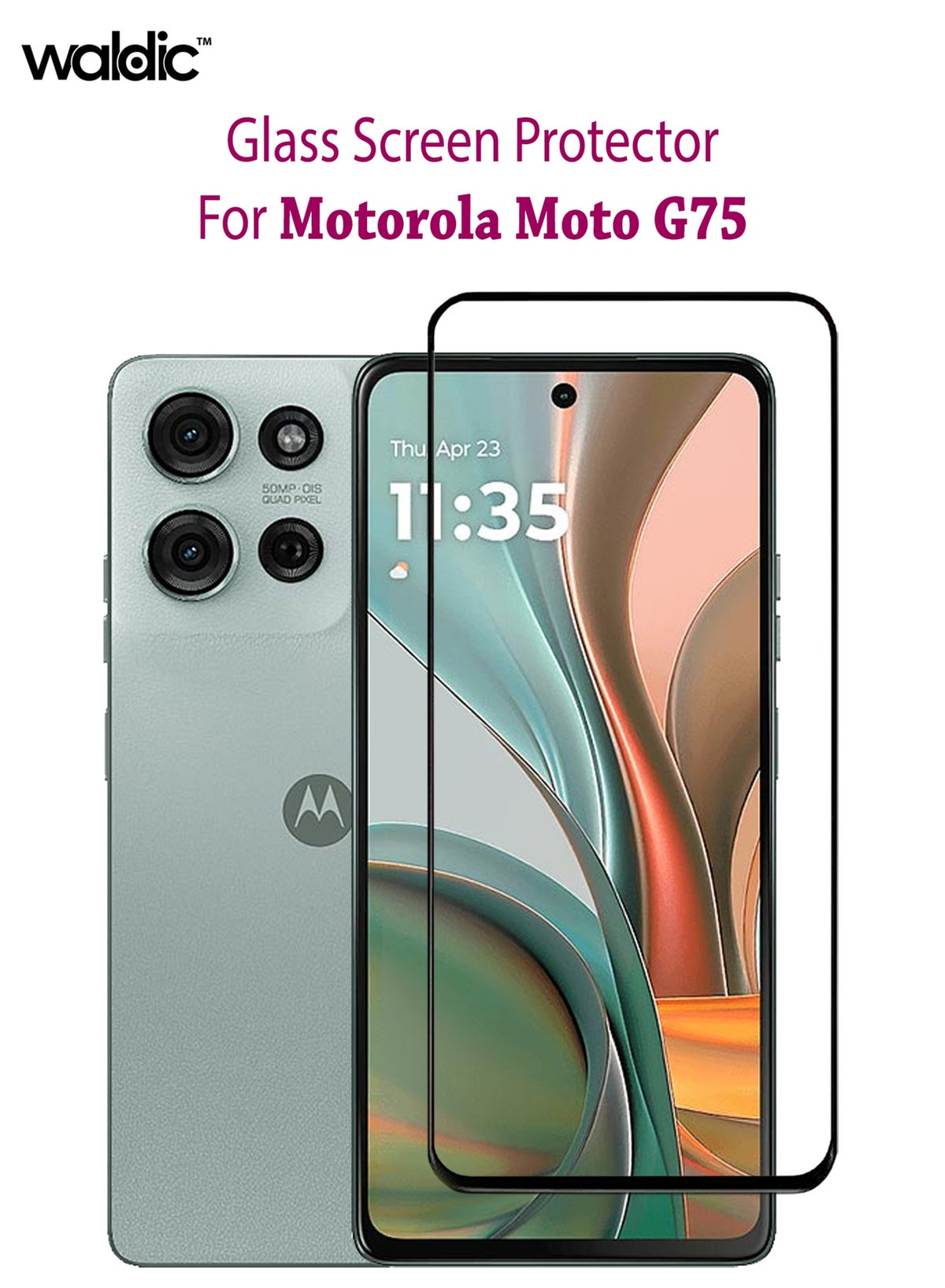 Waldic Motorola Moto G75 Screen Protector | Tempered Glass Compatible with Motorola Moto G75 ...