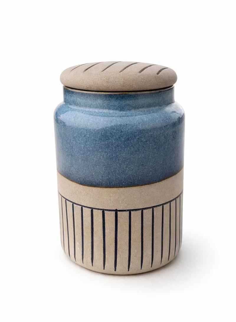 Tohfa Luxe Tohfa Luxe Coastal Clay Artisan Storage Jar with Lid – 14 cm ...