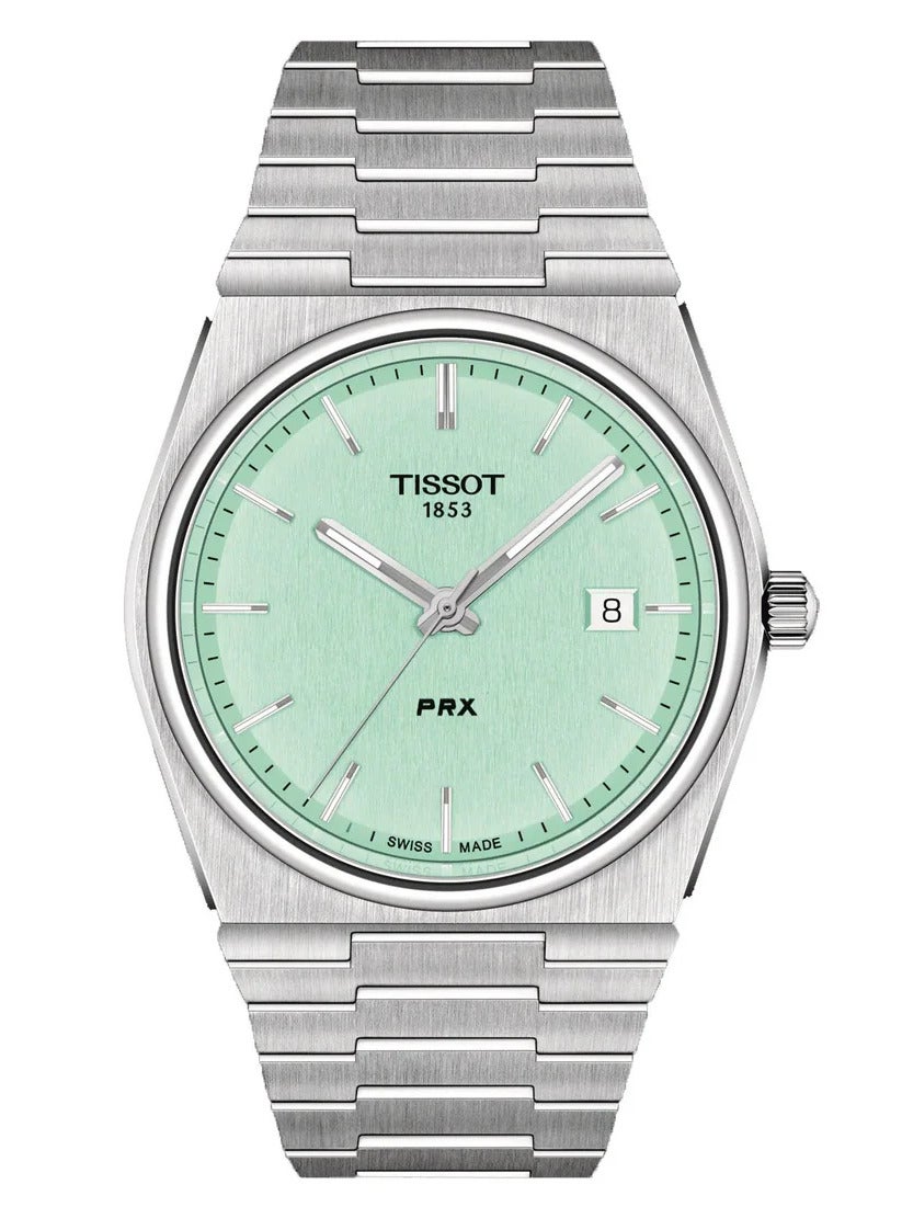 TISSOT PRX Turquoise Dial Stainless Steel 40mm Mens Swiss Quartz Watch ...