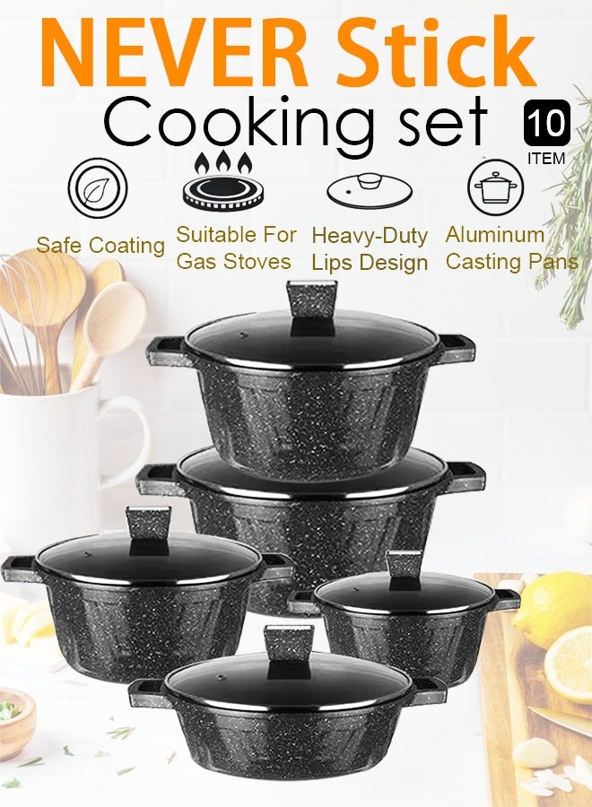 X spring 10-Piece Nonstick Cookware Set, 20-24-28-32cm Deep Stockpots ...