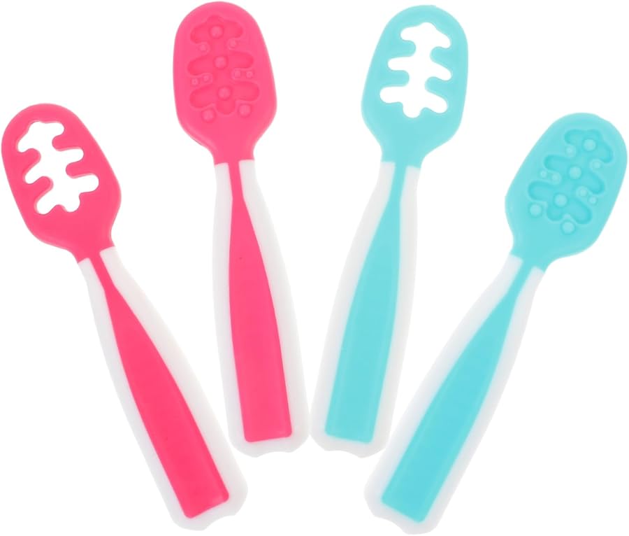 Generic 4Pcs Cartoon Design Baby Training Spoons Soft Grip Lightweight ...