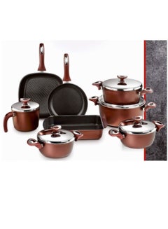 Saflon 13 PCS TITANUIM COOKWARE WEDDING SET -MADE IN TURKEY-BRONZE ...