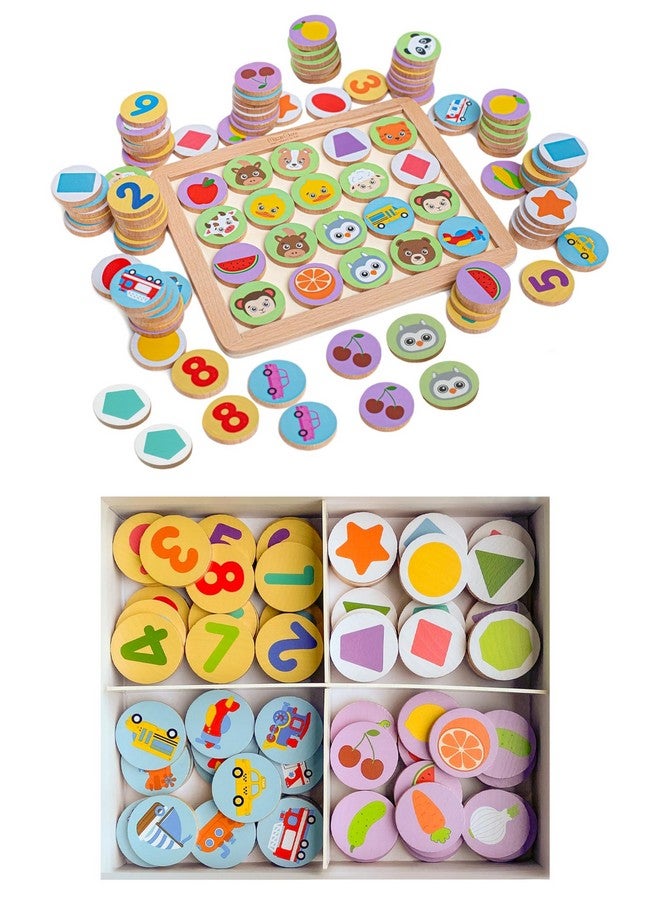 Bimi Boo Wooden Memory Matching Game For Toddlers 3+ Year Old - Memory ...