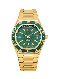 LEEWAS LEEwas Men's Waterproof Quartz Wrist Watch -Green Dial Gold ...