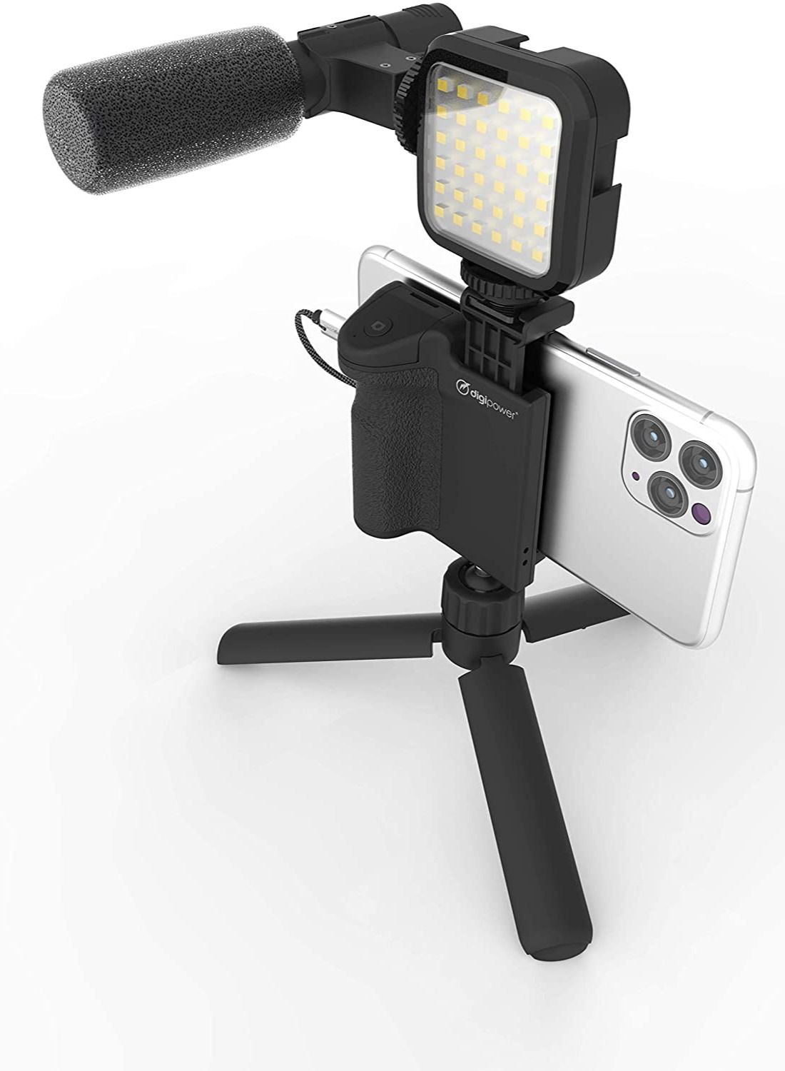 Phone Planet Vlogging Follow Me Kit with LED Video Light + Microphone ...