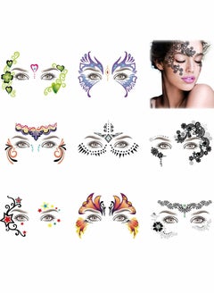 Generic 8 Pack Face Temporary Tattoo Waterproof Makeup Stickers on Eye ...