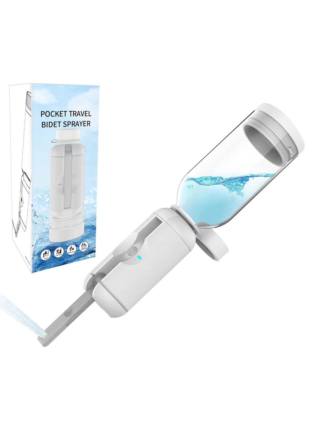 Sky Blue Portable Bidet Shattaf Electric Water Sprayer Rechargeable ...