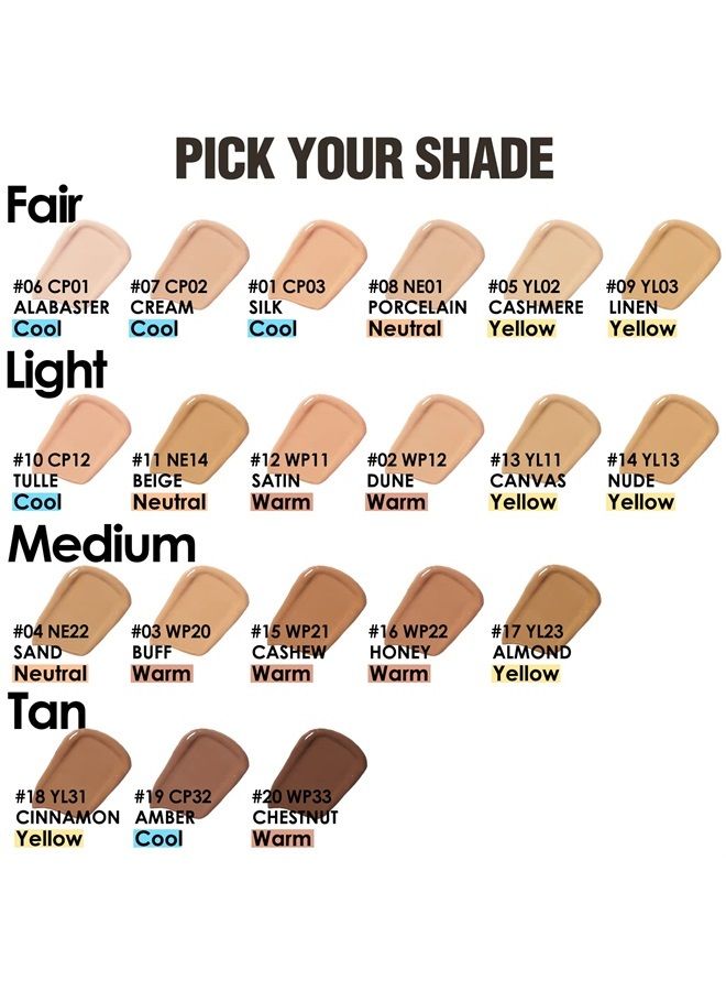 FOCALLURE PerfectBase Lasting Poreless Liquid Foundation, Medium to ...