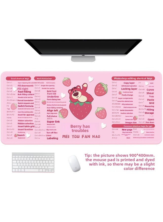 Generic Strawberry Bear Office Shortcut Keys Mouse Pad Extra Large ...