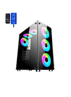 EVESKY Double-sided Tempered Glass ATX Computer Gaming Case with 6 pcs ...