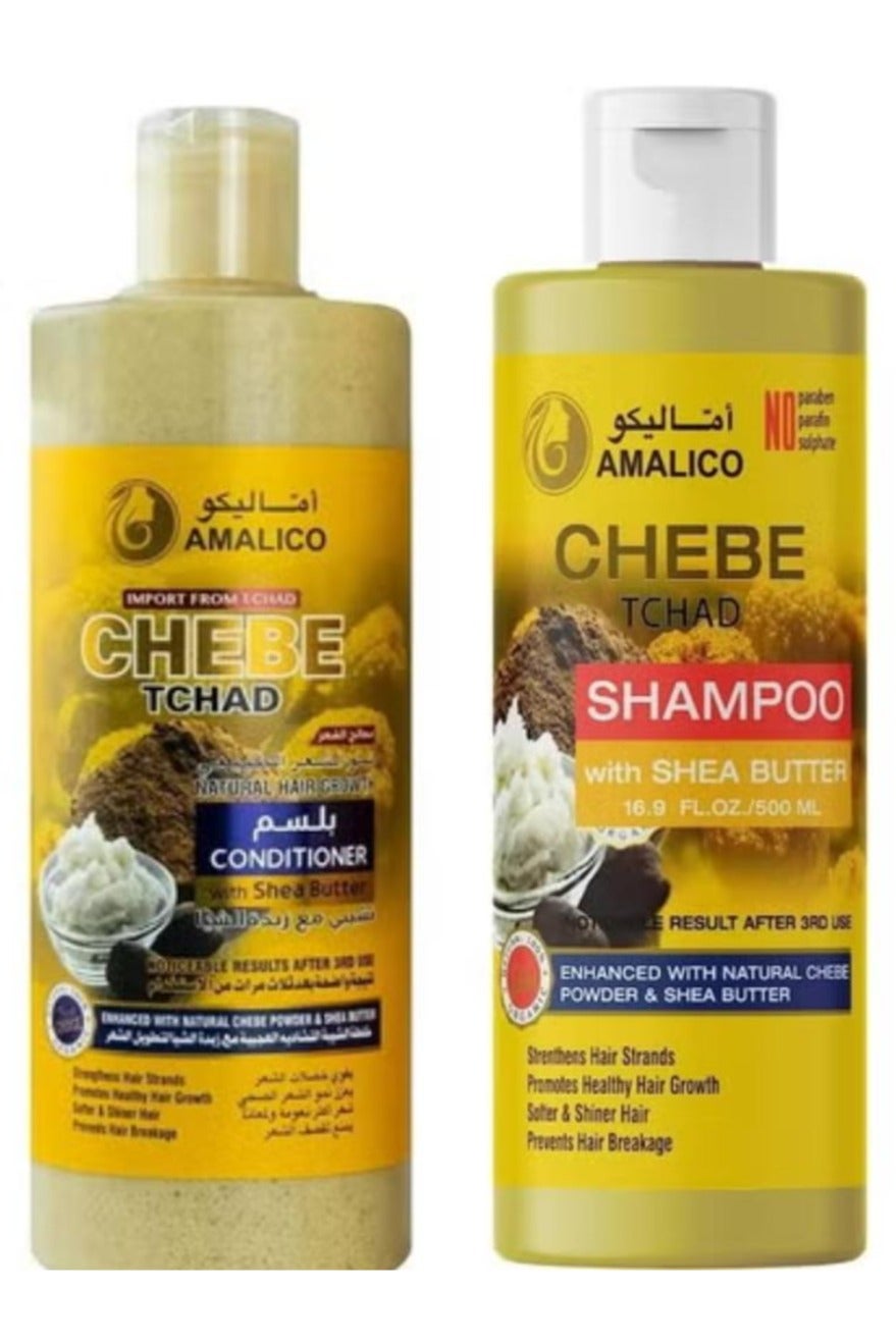AMALICO Set 2 Pcs African Chebe Powder Shampoo + Conditioner for Hair ...