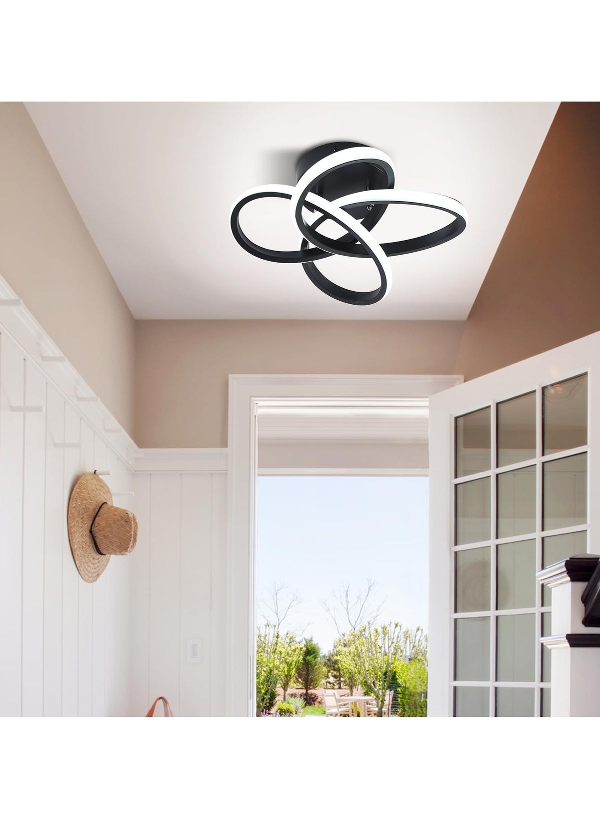 Ganeed Hallway Light,Black Flush Mount Chandelier,LED Ceiling Lights ...