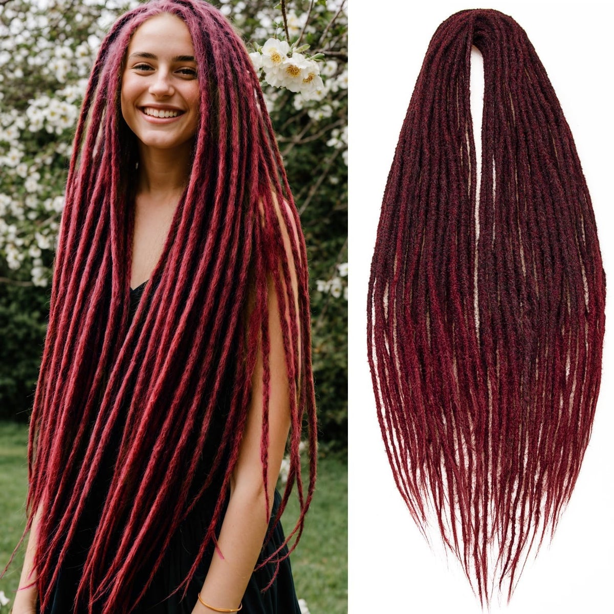 BYKSVIOC 30 Inch Dreadlocks Extensions Burgundy Dreads Locs Crochet ...