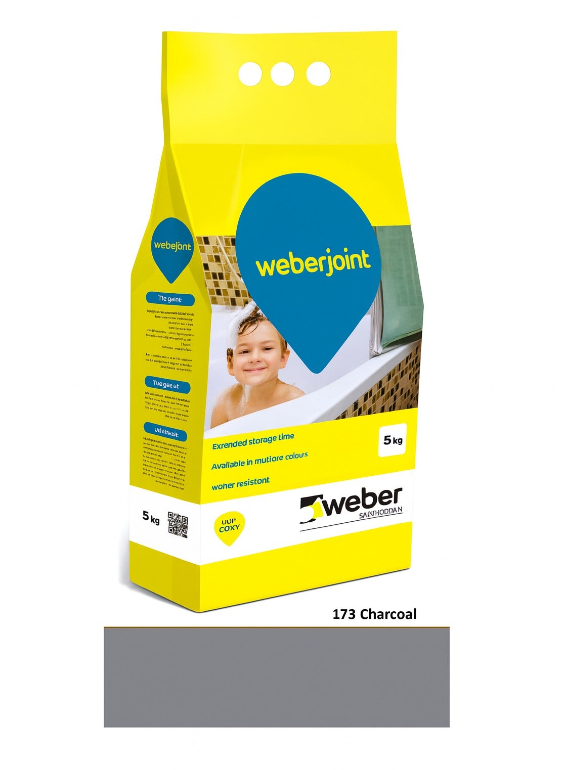 Weber Tile Grout Cement Based Pre Mixed Thick Tile Joint Grout-CHARCOAL ...