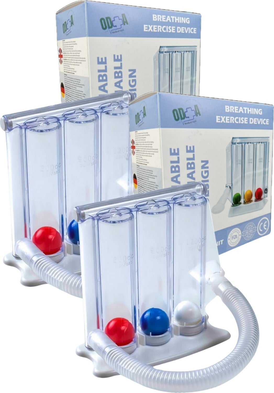 Odta 2-Piece Triflo Breathing Exercise Device 3-Stage Blowing Ball ...
